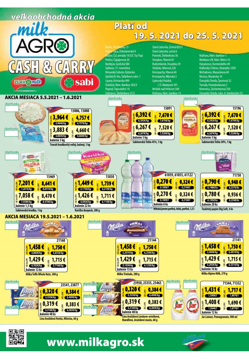 Leták.sk - Milk Agro milk agro cash and carry leták platný od 19.05.2021